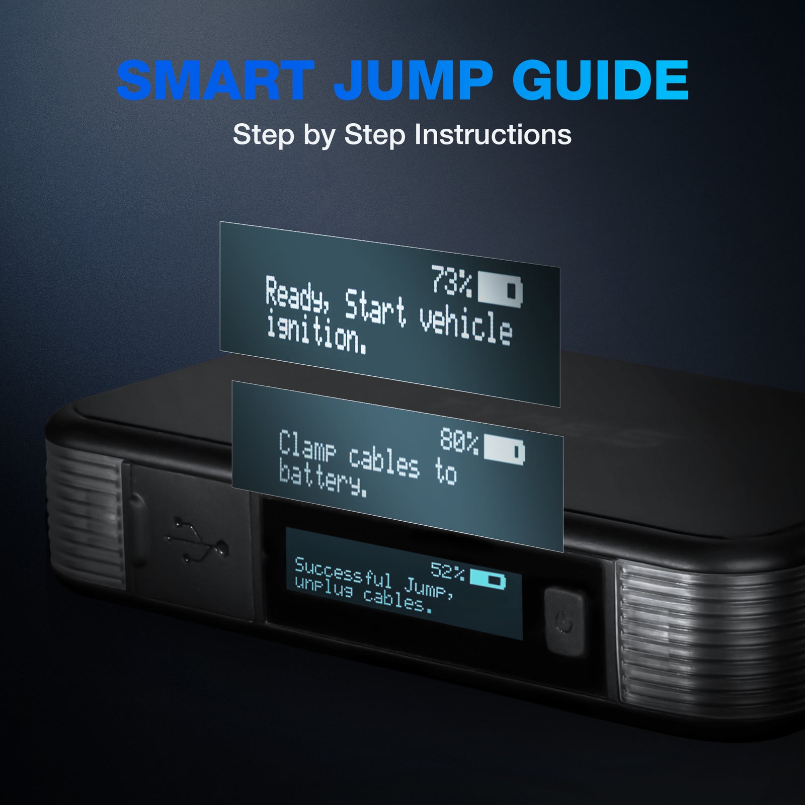 TYPE S Jump Starter 10,000mAh with LCD and Emergency Light-